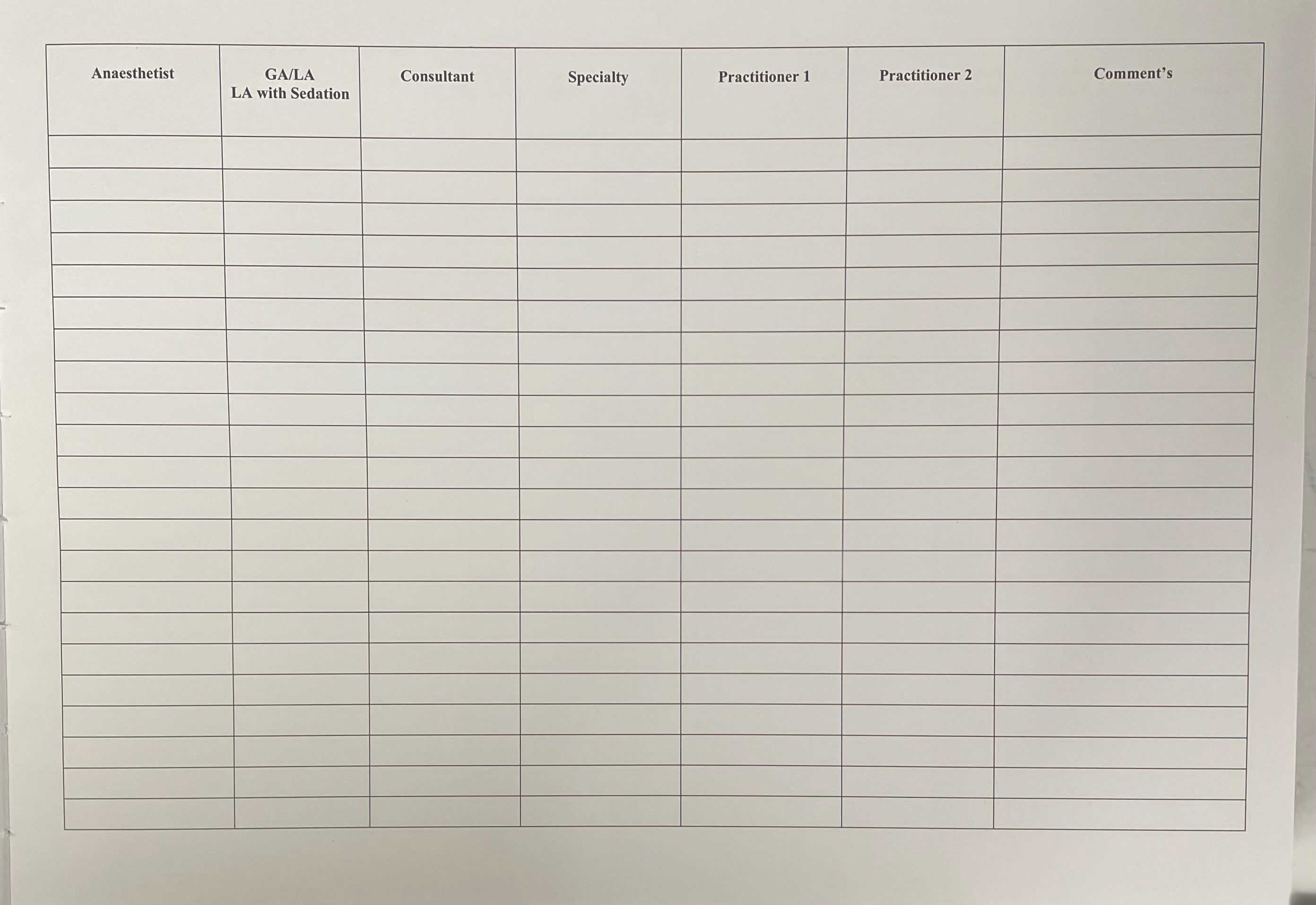 Operating Theatre Register
